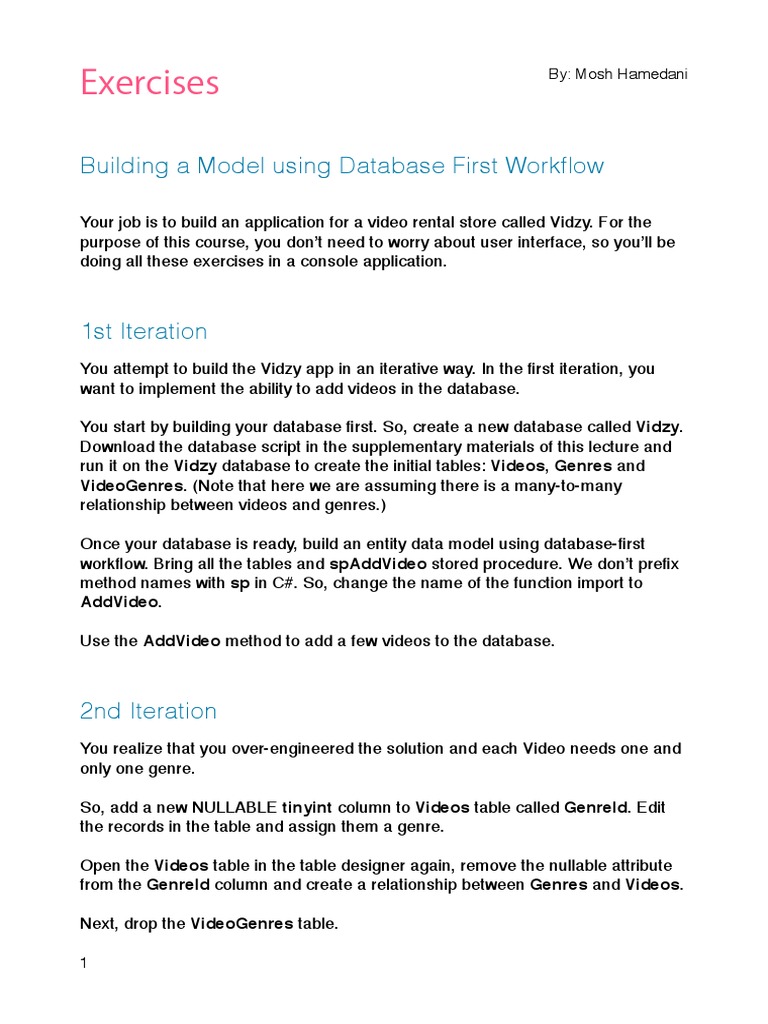 Exercises: Building A Model Using Database First Workflow | PDF ...
