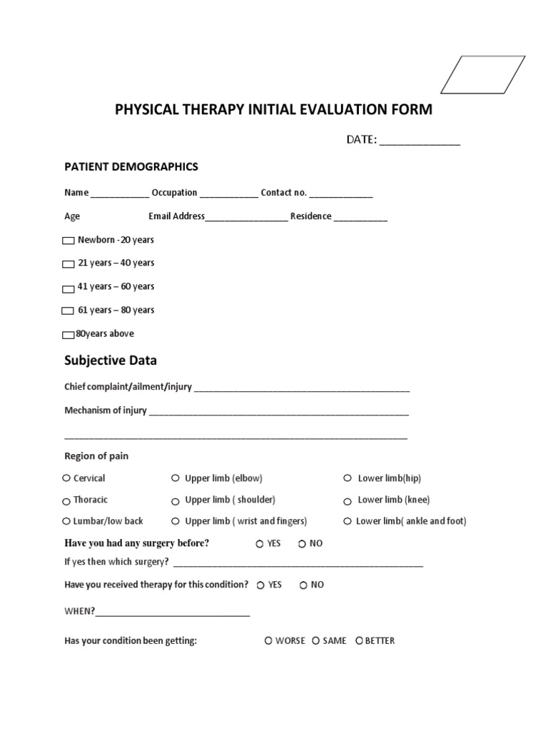 PT Initial Evaluation | PDF | Pain | Nervous System