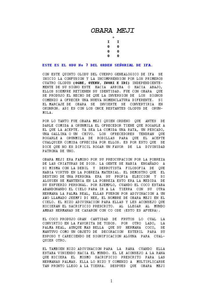 (B) - Obara Meji. Publicfilb | PDF | Santeria | Creencia religiosa y doctrina