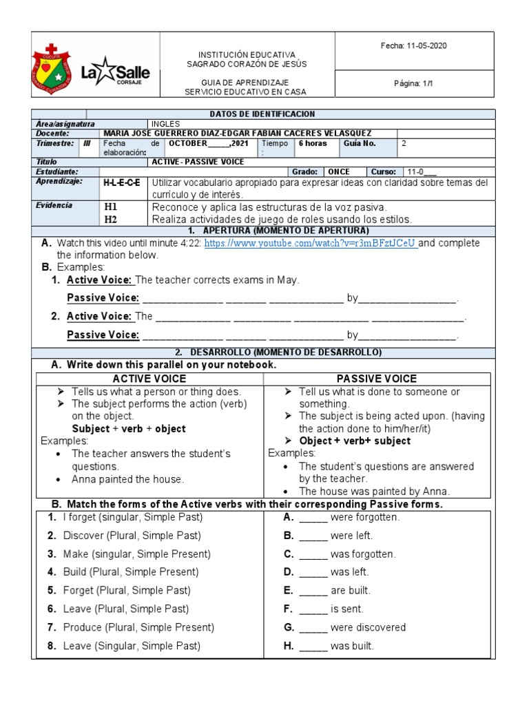 Passive Voice Handout para Imprimir | PDF | Languages | Foreign Language Studies