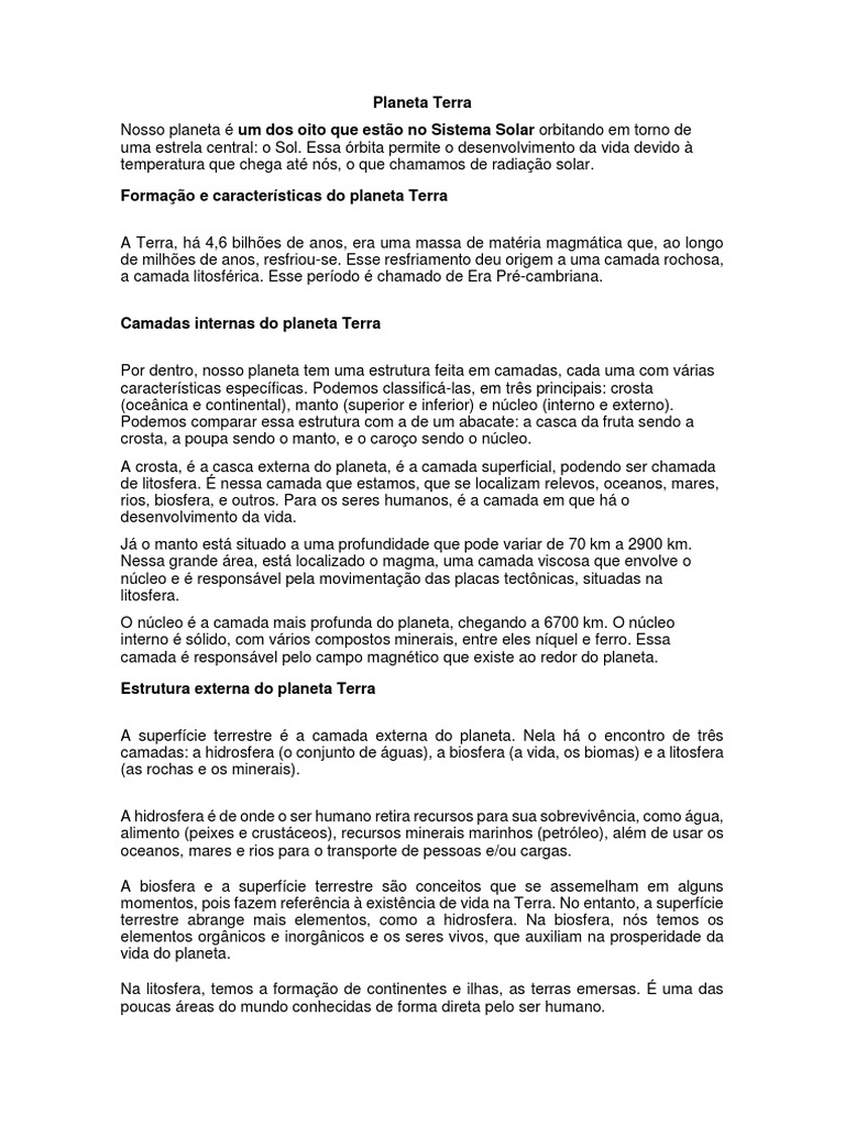 Planeta Terra | PDF | Terra | Crosta (Geologia)