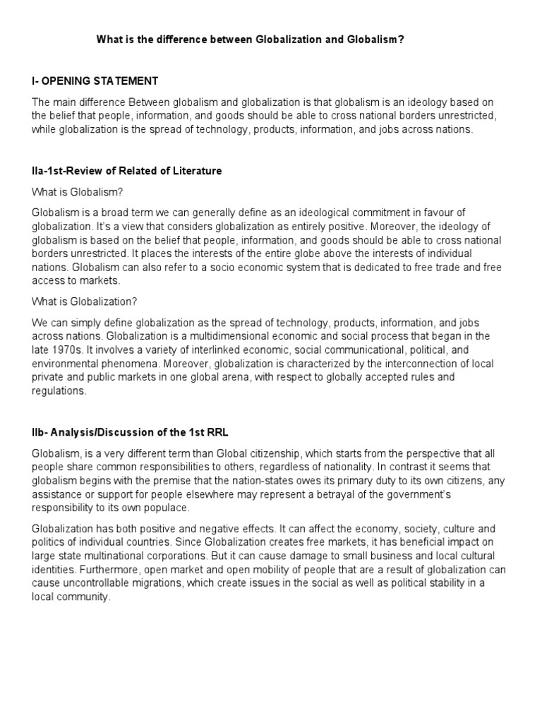 What Is The Difference Between Globalization and Globalism | PDF ...