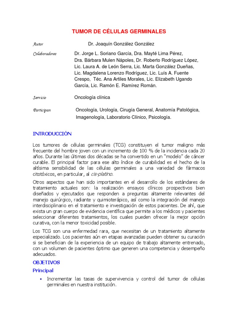 TUMOR DE CELULAS GERMINALES Estudio | PDF | Cáncer | Neoplasias