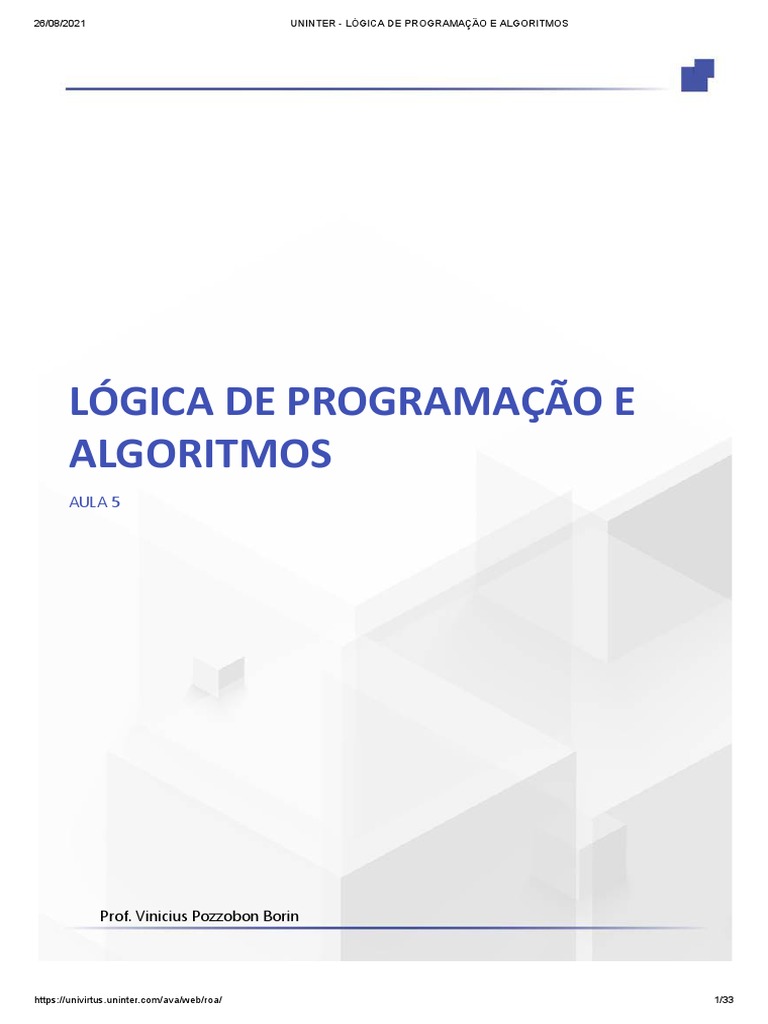 Aula 5 - Lógica de Progrmação e Algoritimos | PDF | Escopo (Ciência da ...