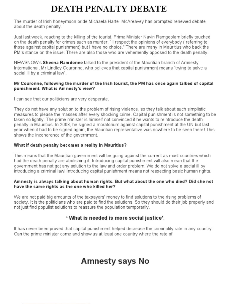 Death Penalty Debate | PDF | Capital Punishment | Mauritius