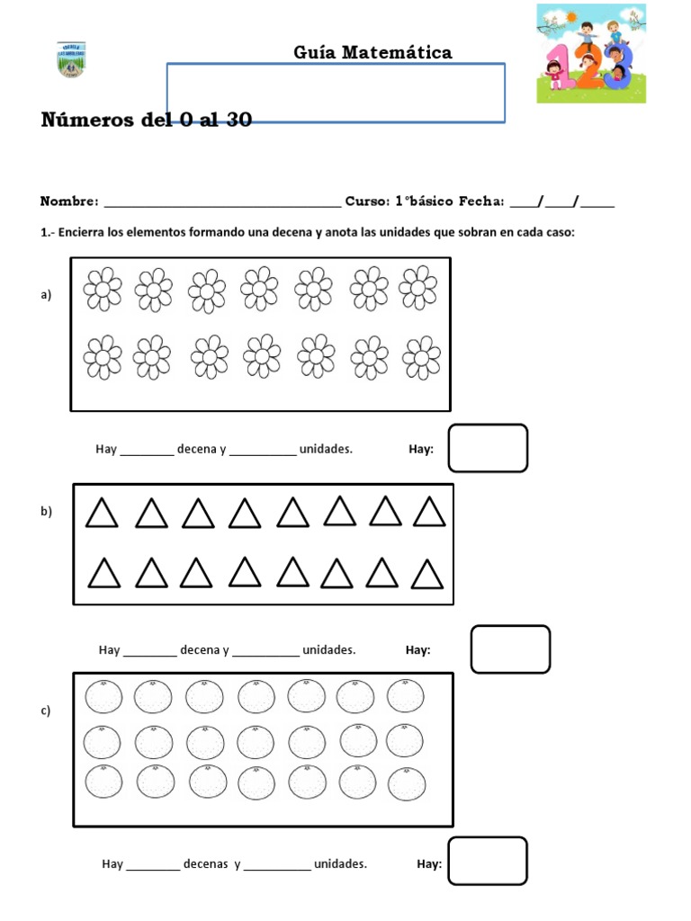 Guía 2 Numeros Del 0 Al 20 1° Basico | PDF