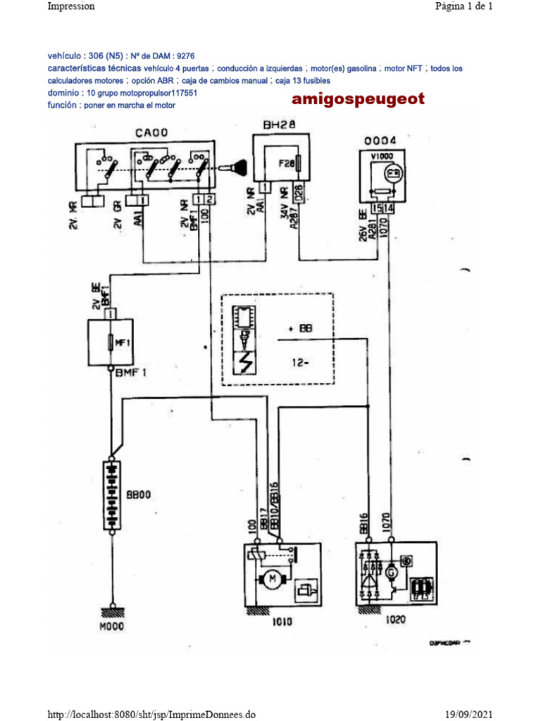 PEUGEOT 306 DAM 9276 - Diagramas Eléctricos - Motor NFT Mecánico | PDF | Transmisión (Mecánica ...