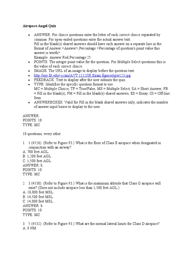 Airspace Quiz Questions and Answers | PDF | Visual Flight Rules ...