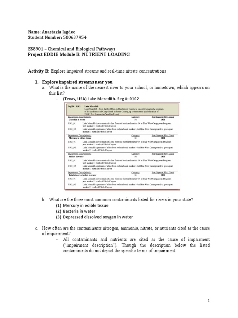 Eddie Module B - Anastazia J | PDF | Surface Runoff | Water Quality