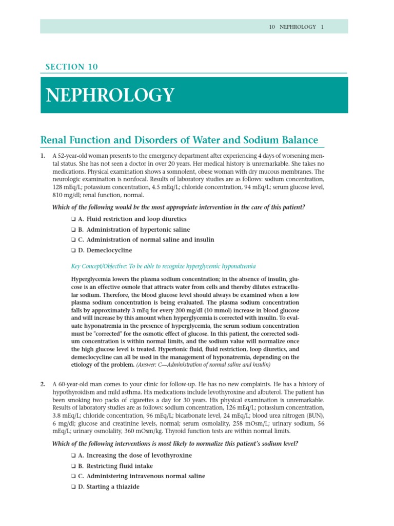 ACP Board Review Nephrology 20052nd | PDF | Creatinine | Chronic Kidney ...