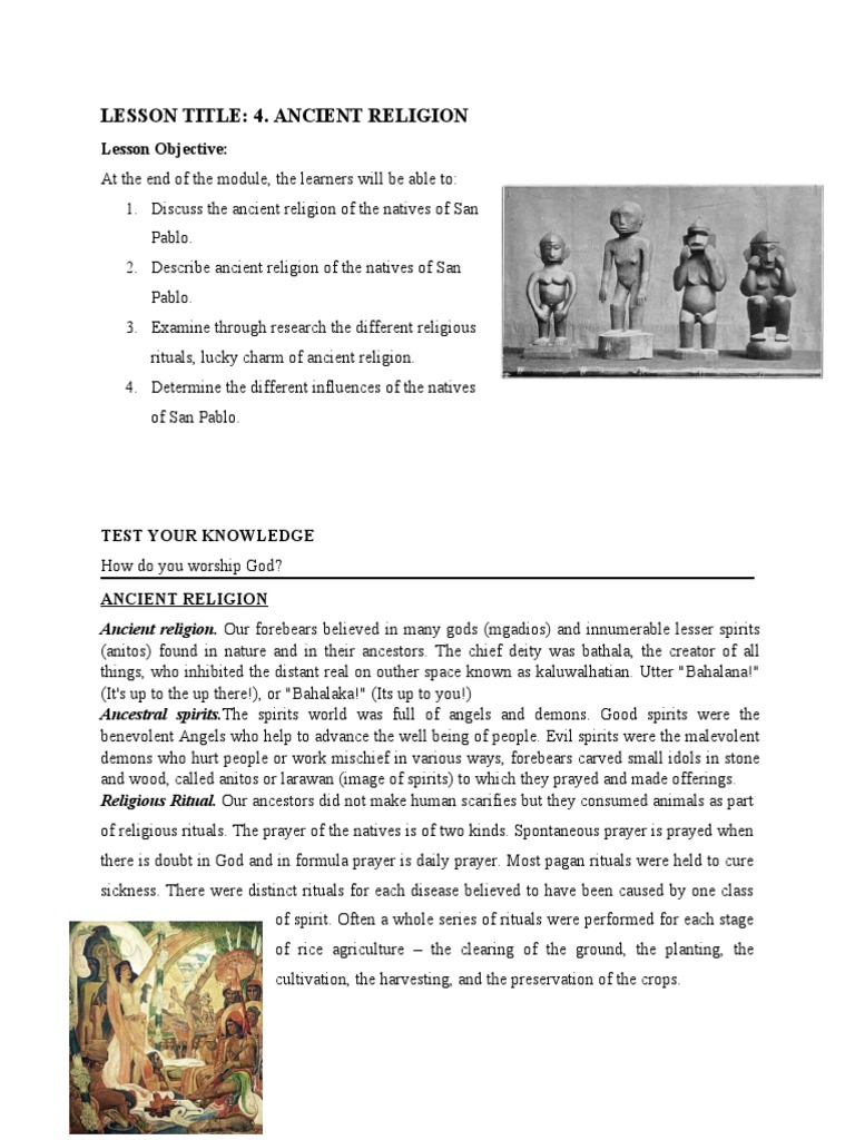Lesson Title: 4. Ancient Religion | PDF | Prayer | Demons