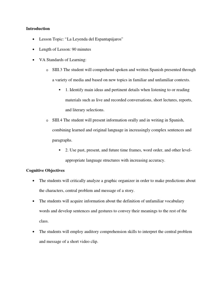 Spanish Lesson: "La Leyenda" | PDF | Reading Comprehension | Language ...