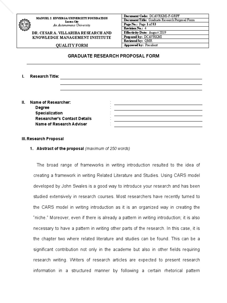 Graduate Research Proposal Form | PDF | Modal Logic | Thesis