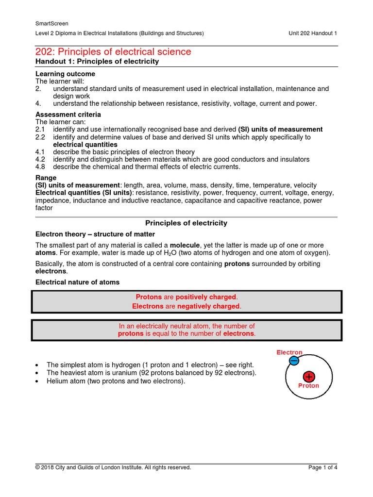 202: Principles of Electrical Science | PDF | Atoms | Electron