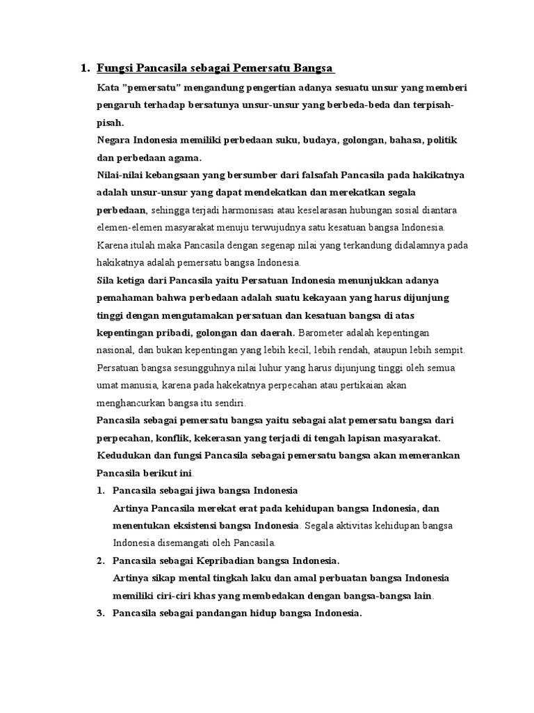Pancasila: Alat Pemersatu Bangsa | PDF
