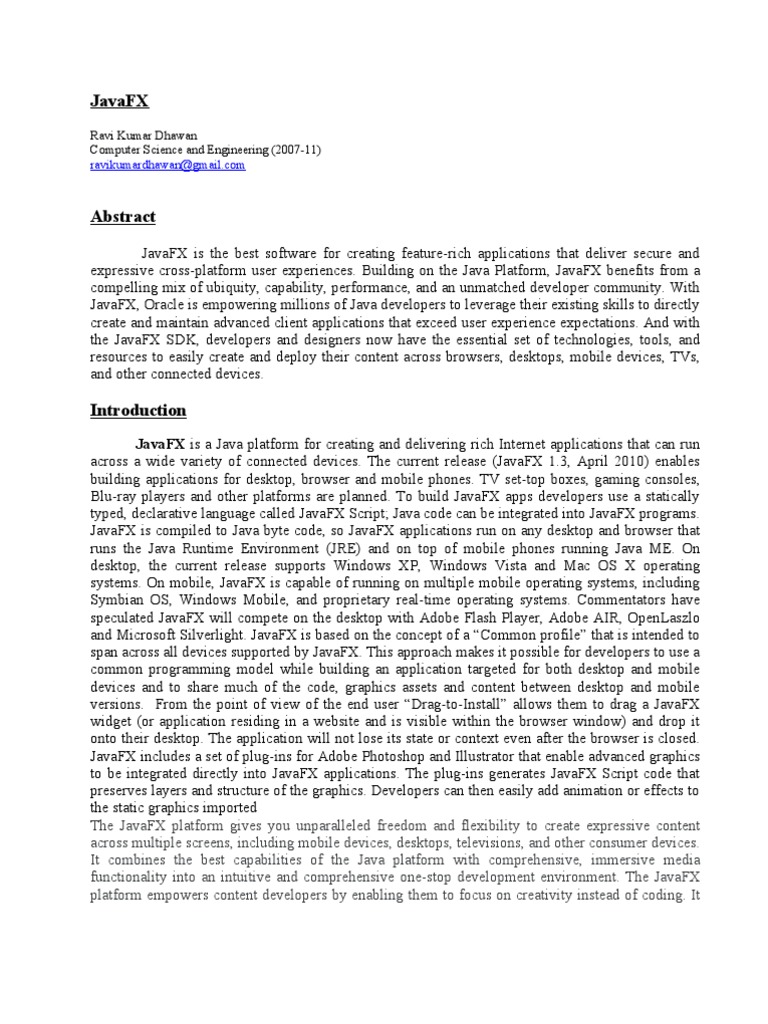 An Overview of the JavaFX Platform for Creating Rich Internet Applications Across Devices | PDF ...