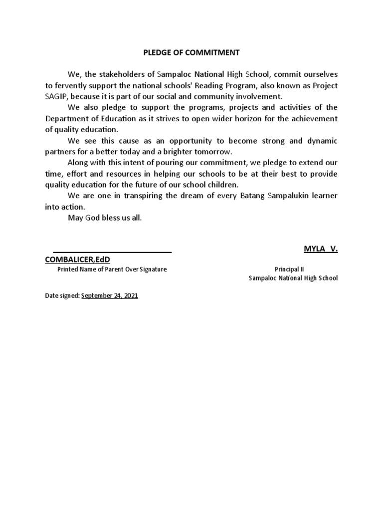 Pledge of Commitment | PDF