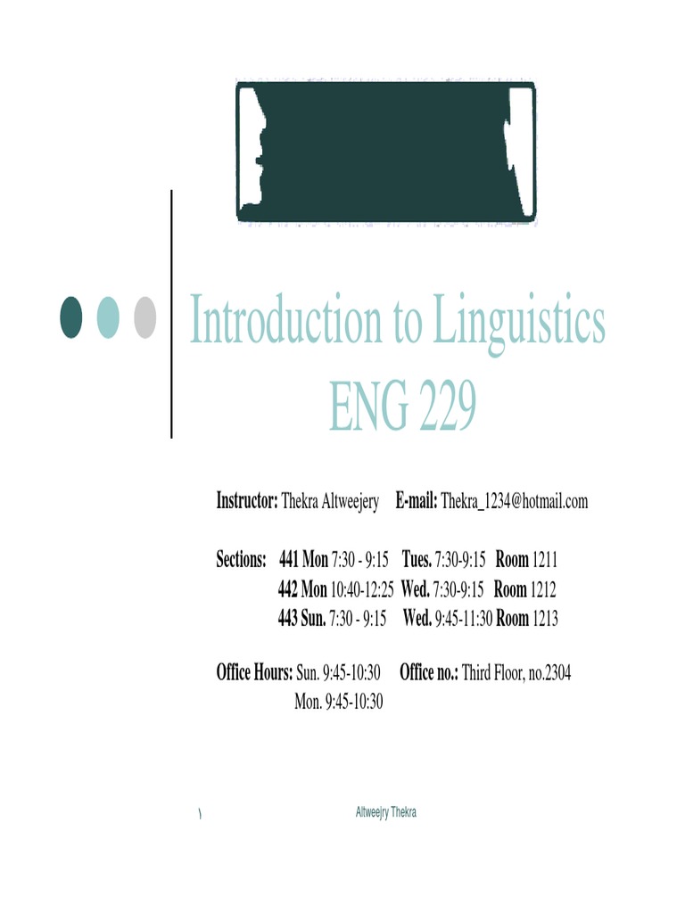 Lec 1 Introduction To Linguistics Pdf Phonology Linguistics
