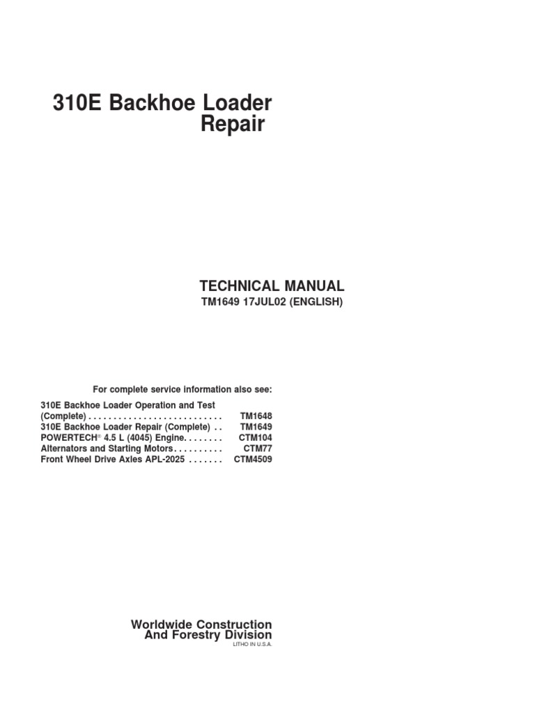 Manual Servicio 310E | PDF | Axle | Transmission (Mechanics)
