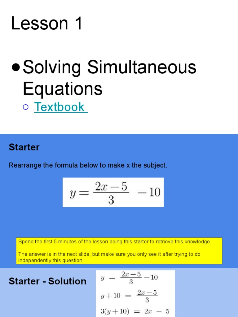 Simultaneous Equation | PDF | Equations | Mathematics