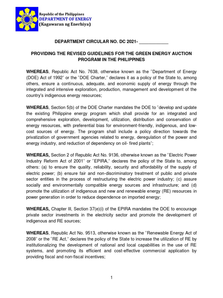 Revised Guidelines for Green Energy Auction | PDF | Auction | Energy ...