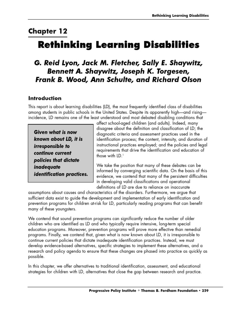 SpecialEd Ch12 | PDF | Learning Disability | Special Education