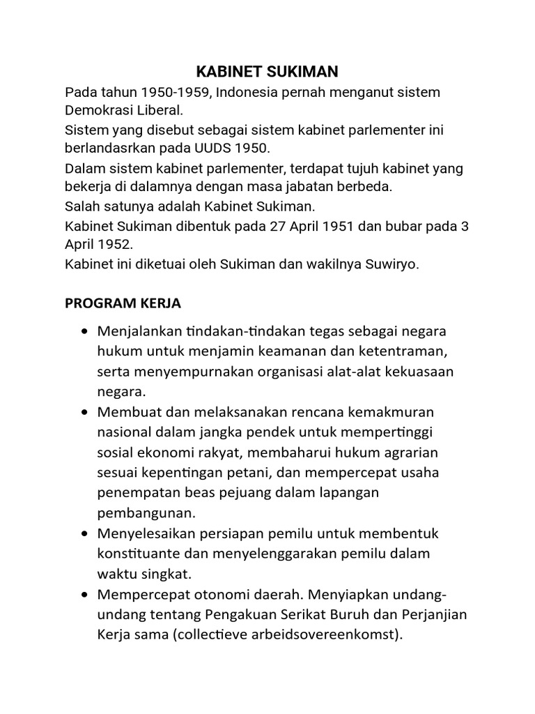 Penyebab Jatuhnya Kabinet Sukiman | PDF