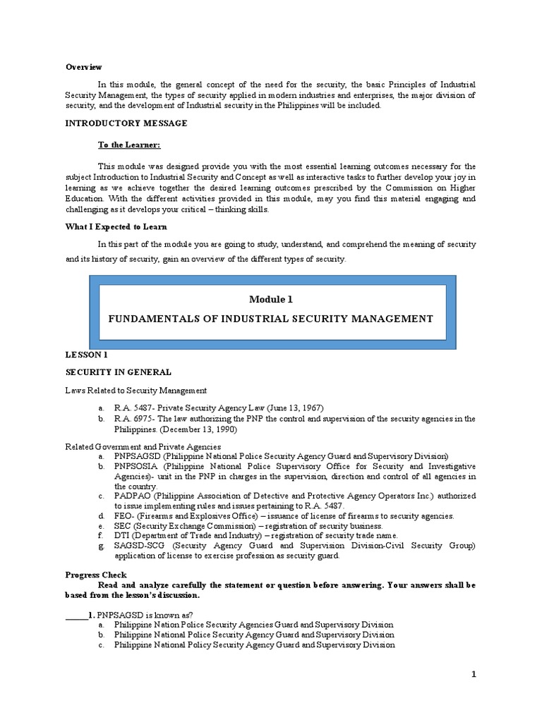 Fundamentals of Industrial Security Management | PDF | Lighting ...