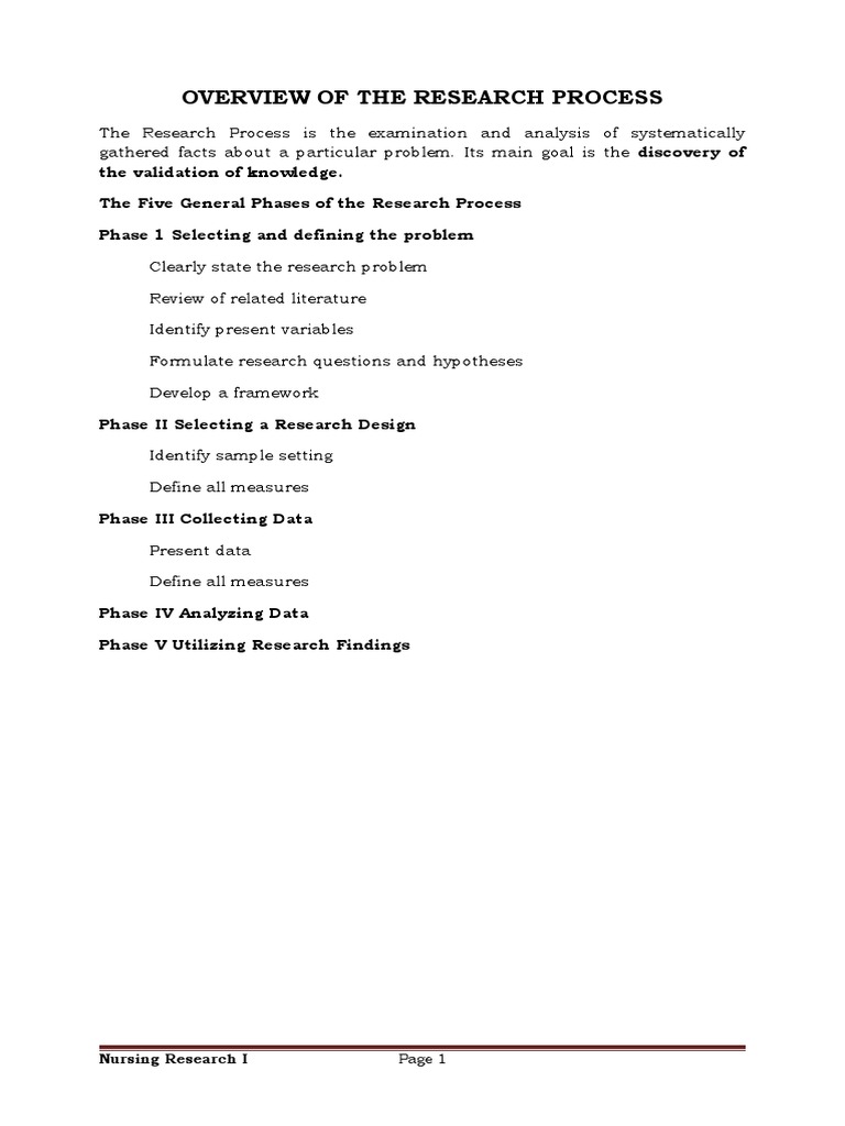 Overview of The Research Process | PDF | Sampling (Statistics) | Theory
