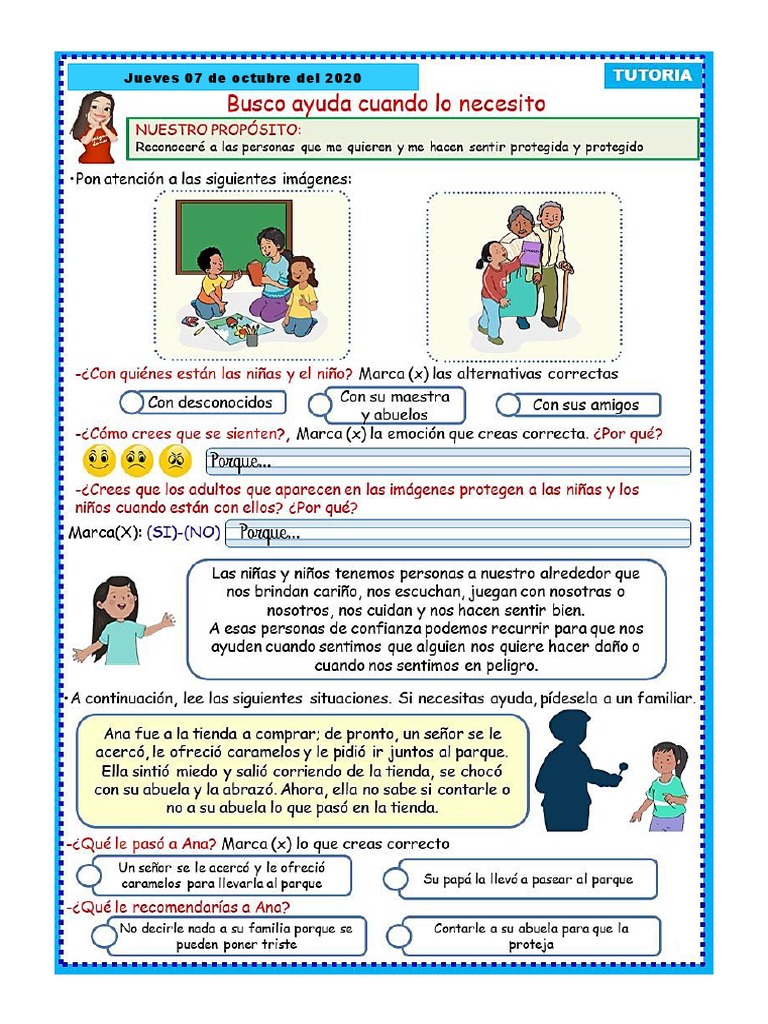 Actividad N°73 Busco Ayuda Cuando Lo Necesito - Tutoría | PDF