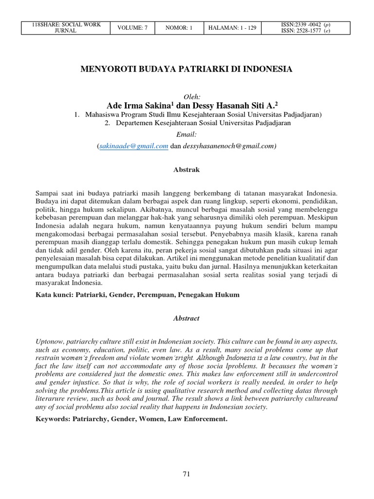 ID Menyoroti Budaya Patriarki Di Indonesia | PDF
