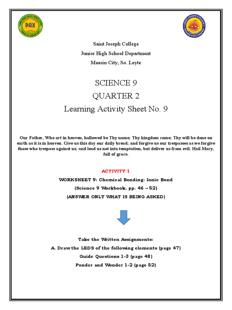 Science 9 Quarter 2 Learning Activity Sheet No. 9 | PDF