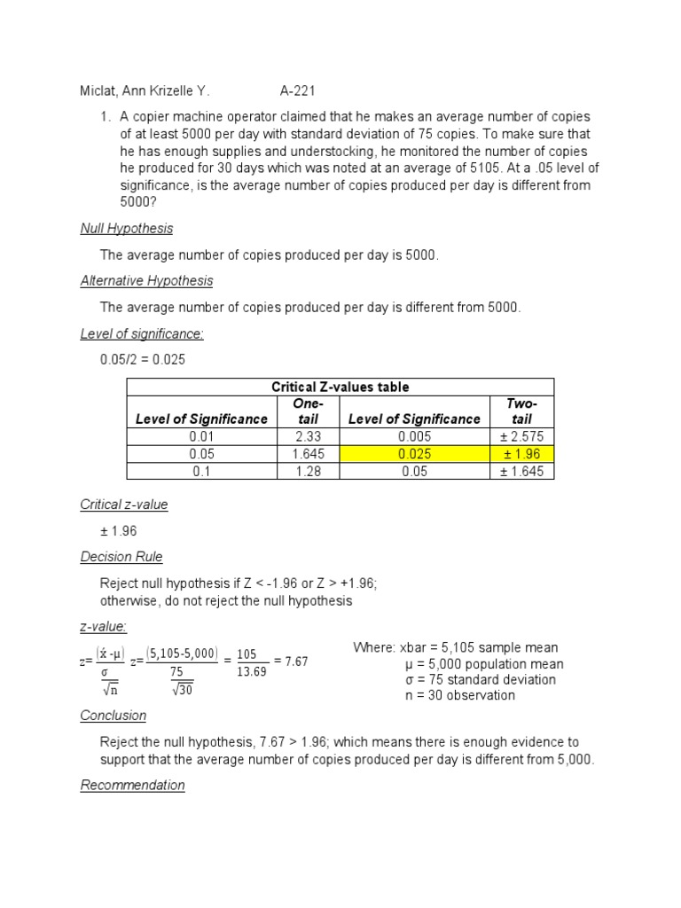 Statcal - Miclat - Module 4 Assignment | PDF | Statistical Significance ...