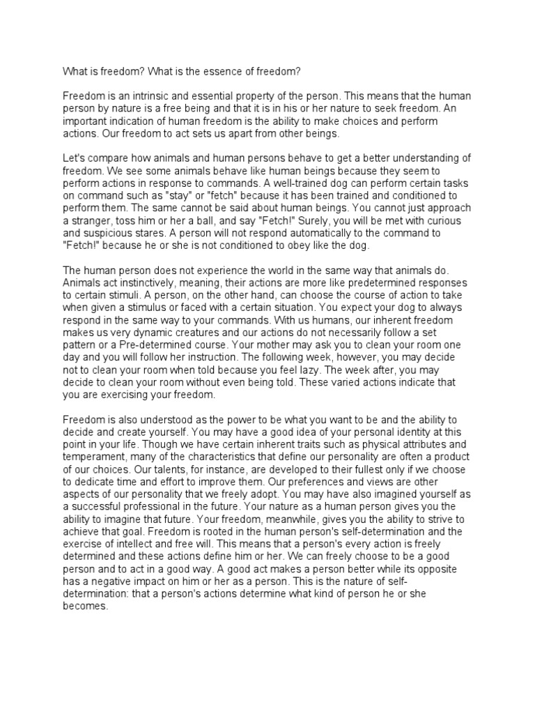 Understanding Human Freedom | PDF | Free Will | Prudence
