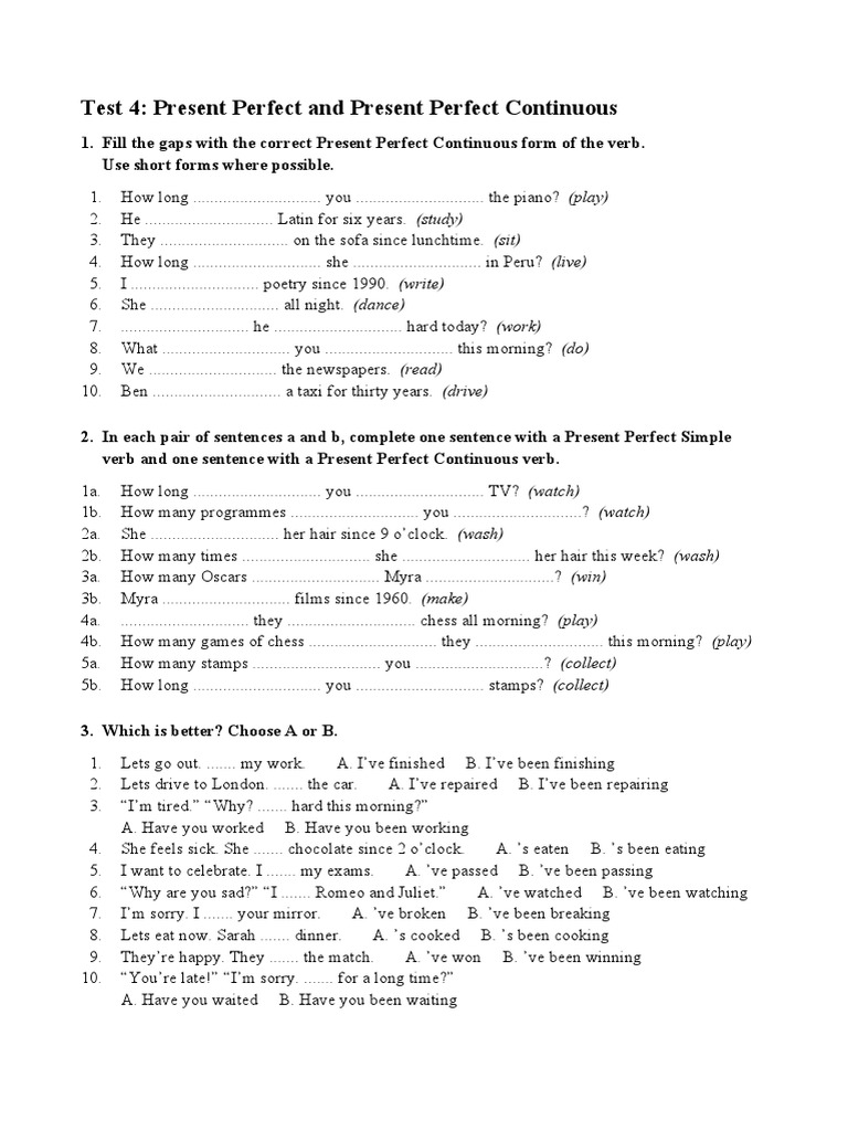 Present Perfect and Present Perfect Continuous | PDF | Language Arts ...