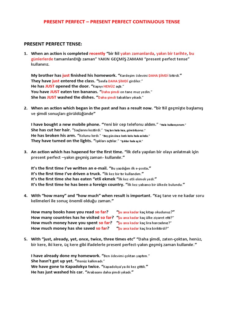 Present Perfect Present Perfect Continuous | PDF