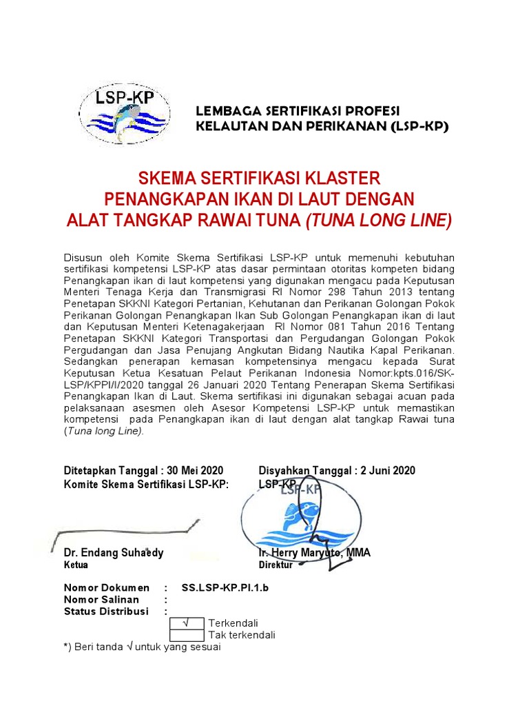 Skema Sertifikasi Klaster Penangkapan Ikan Dengan Alat Tangkap Rawai ...