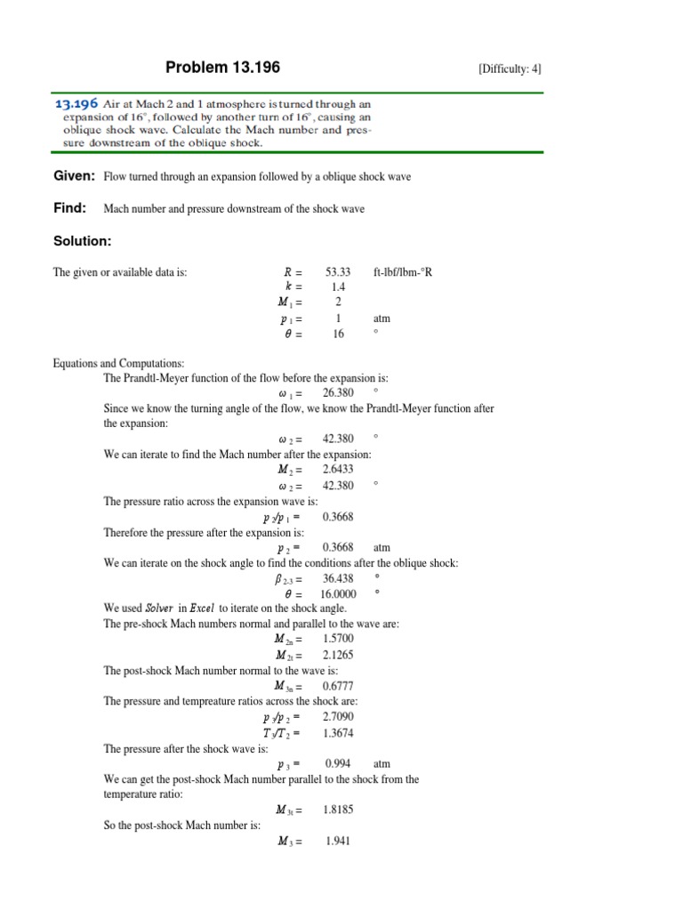 FOX - Fluid Mechanics - 8ed Problem 13.196 | PDF | Mach Number ...