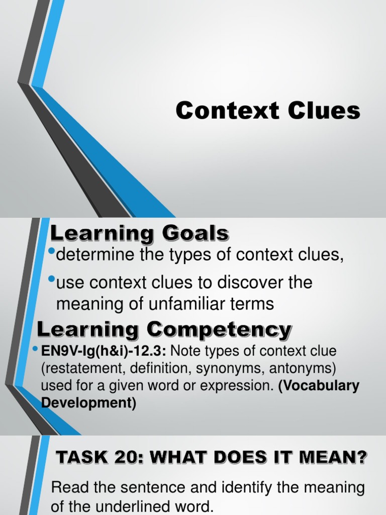 Context Clues: Types and Examples | PDF | Word | Bracket
