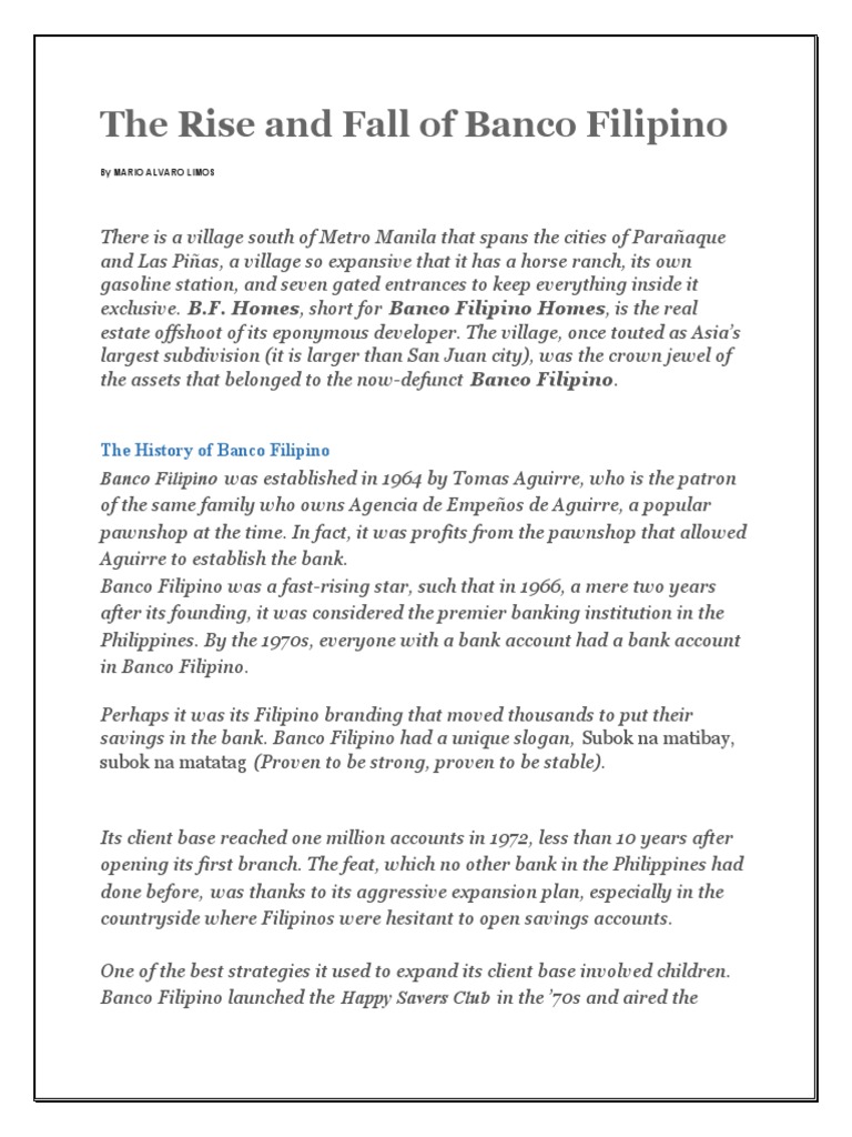 The Rise and Fall of Banco Filipino | PDF | Banks | Money