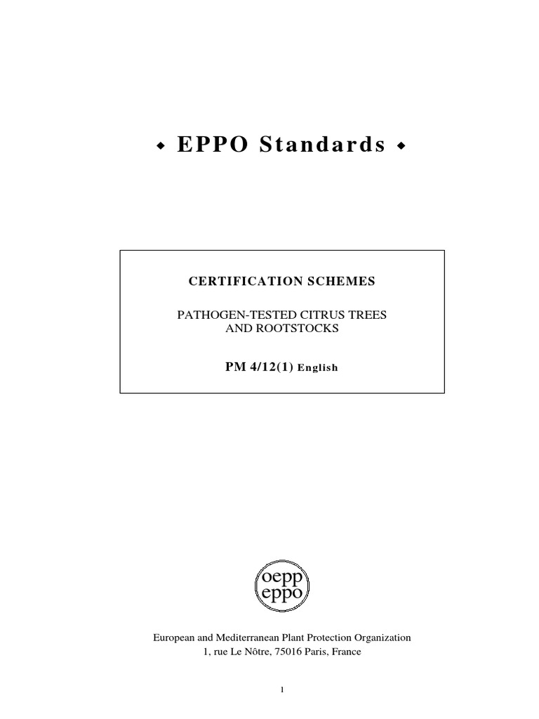 EPPO Standards | PDF | Citrus | Grafting