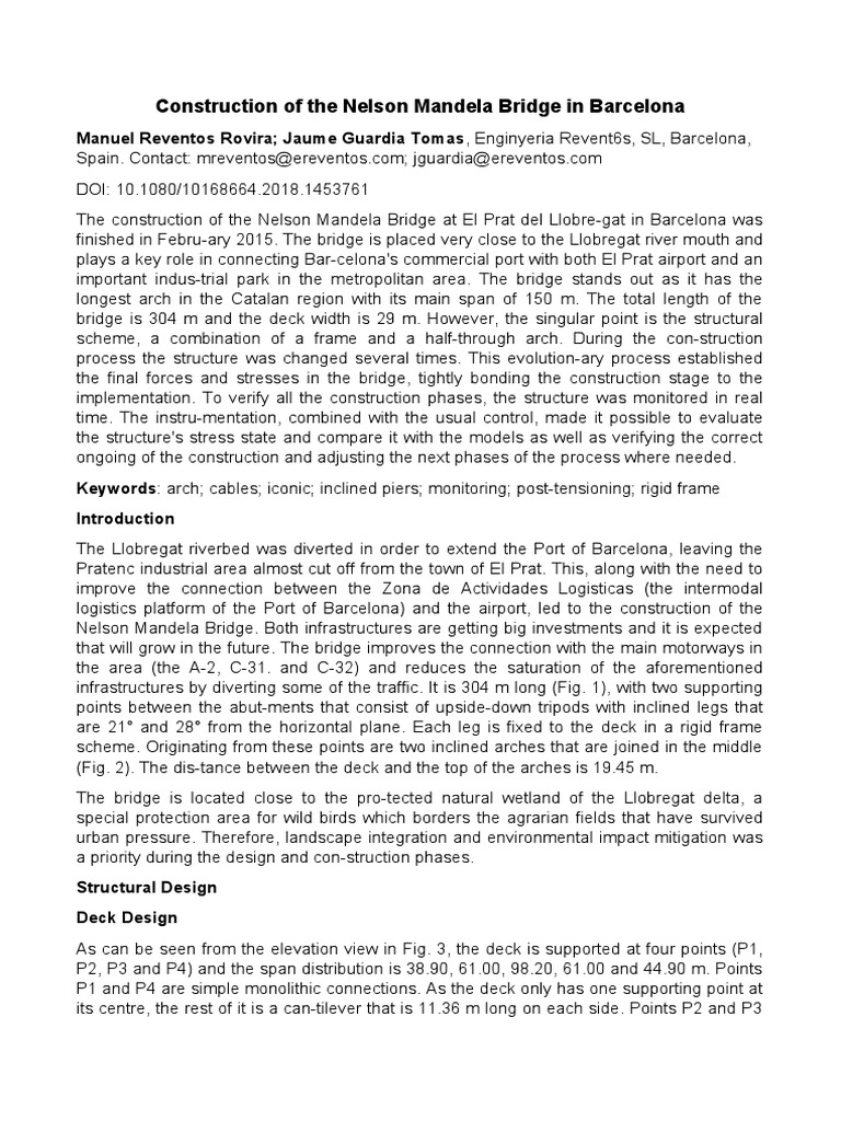 Construction of The Nelson Mandela Bridge in Barcelona | PDF | Deep ...