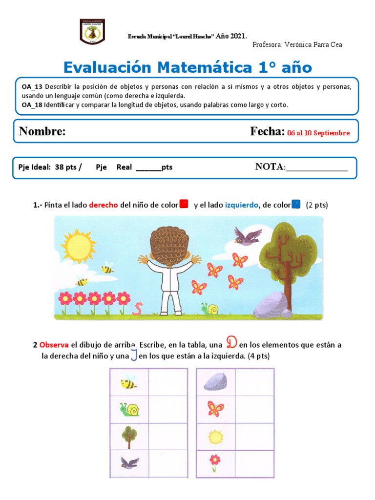 Matemática 1° Clase 1 - Identificar y Comparar Longitud y Describir La ...