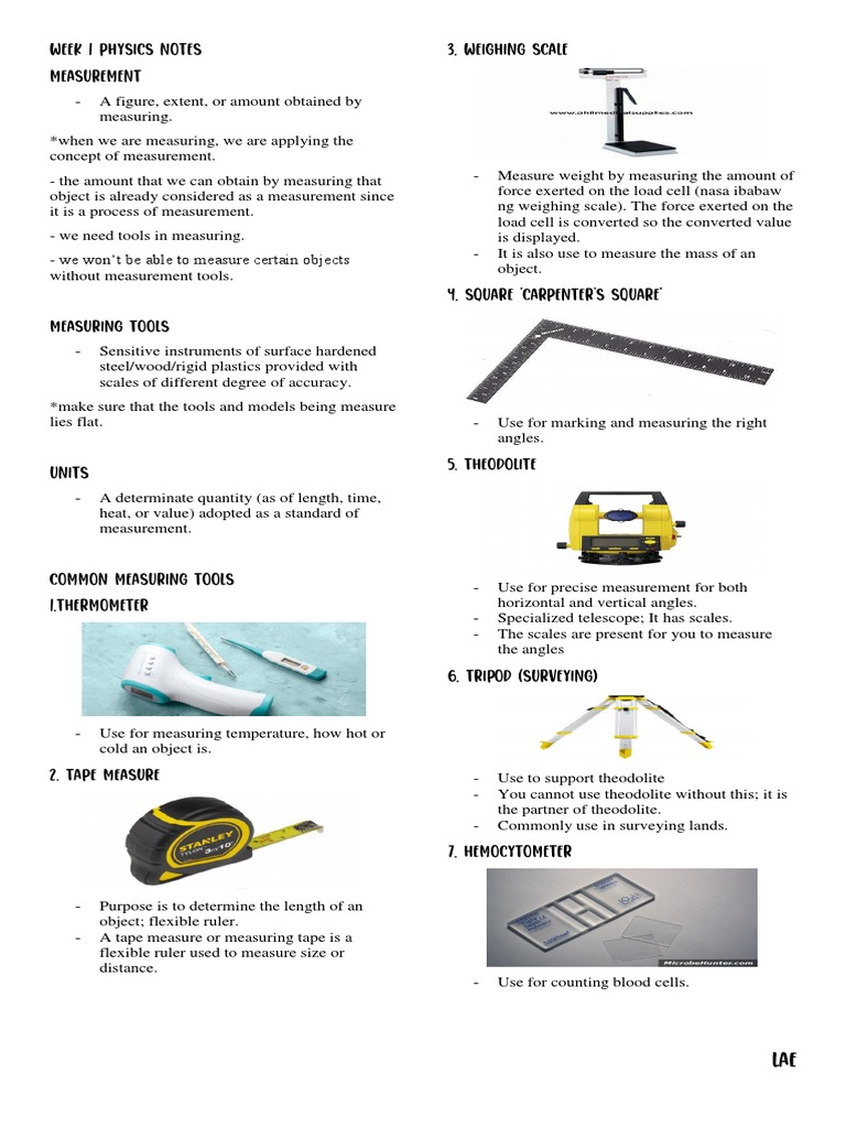 Week 1 Physics Notes | PDF | Accuracy And Precision | Measurement