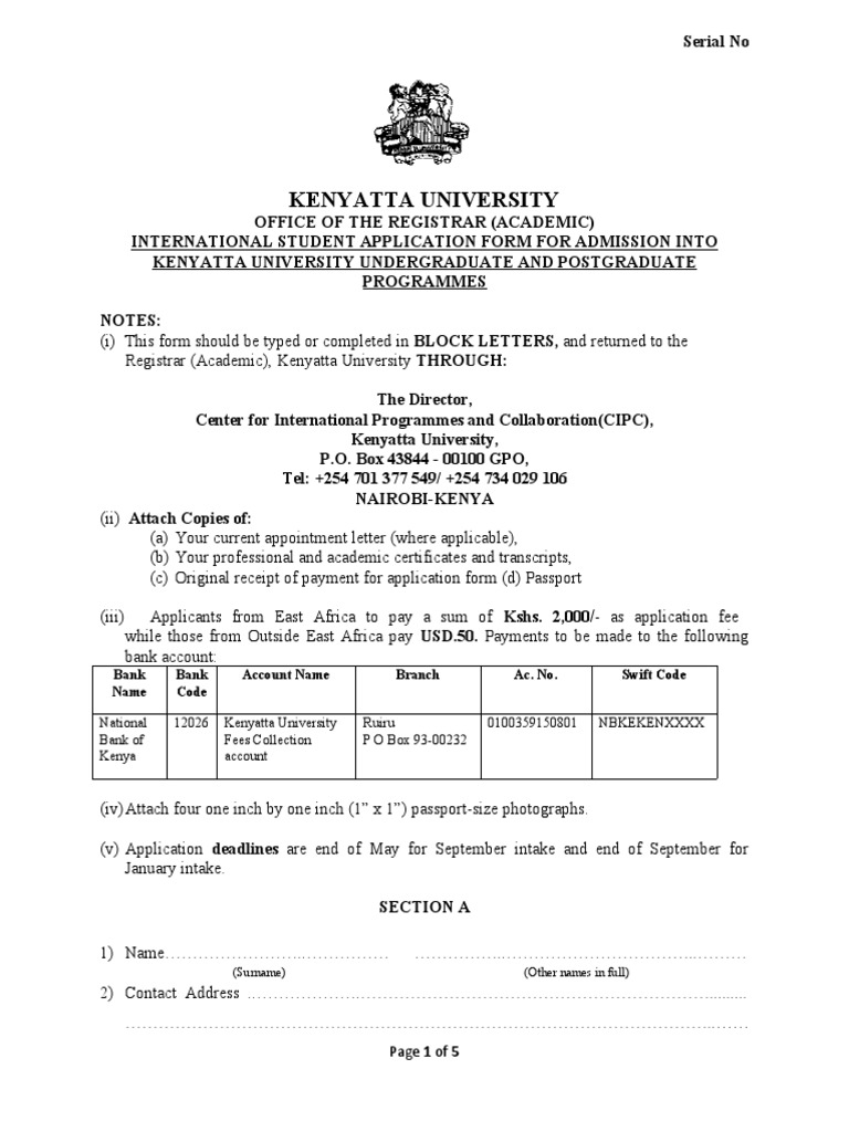 Kenyatta University Application Form | PDF | Technology & Engineering