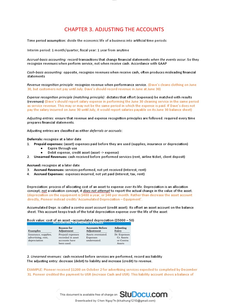 Chapter 3. Adjusting The Accounts | PDF | Debits And Credits | Expense