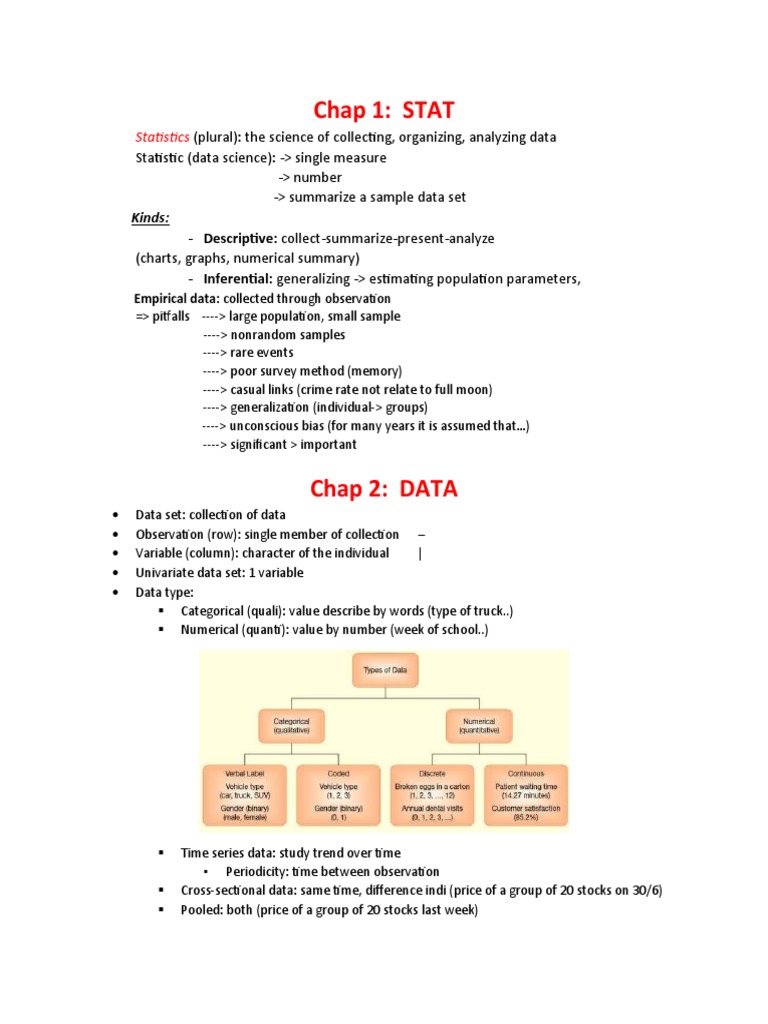 Chap 1: STAT: Statistics | PDF | Mean | Probability Distribution