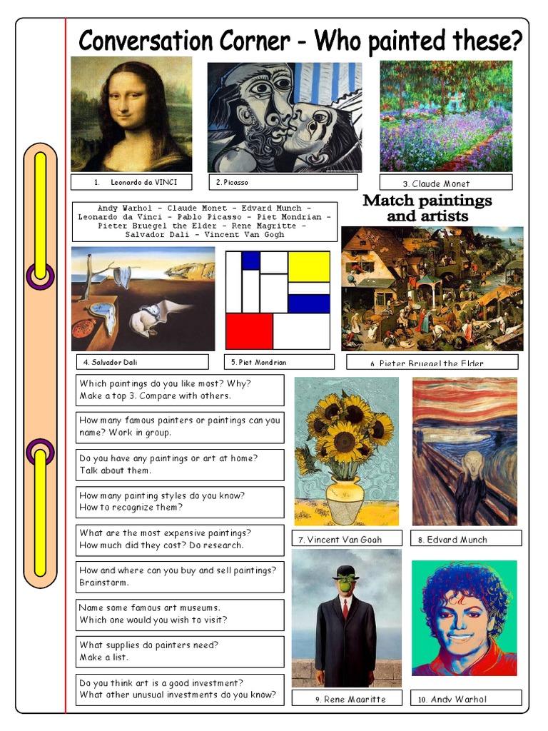 Conversation Corner Art Who Painted These Fun Activities Games 2713 ...