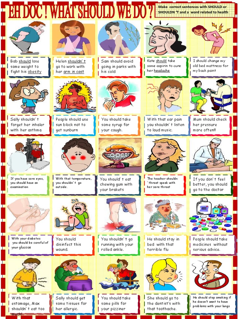 What Should We Do Health Problems Grammar Drills Picture Description ...