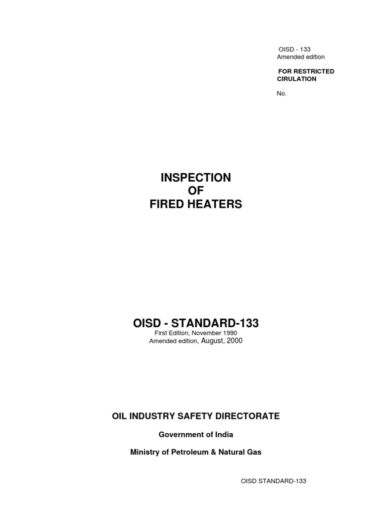 OISD Standard for Inspection of Fired Heaters | PDF | Corrosion | Pipe ...